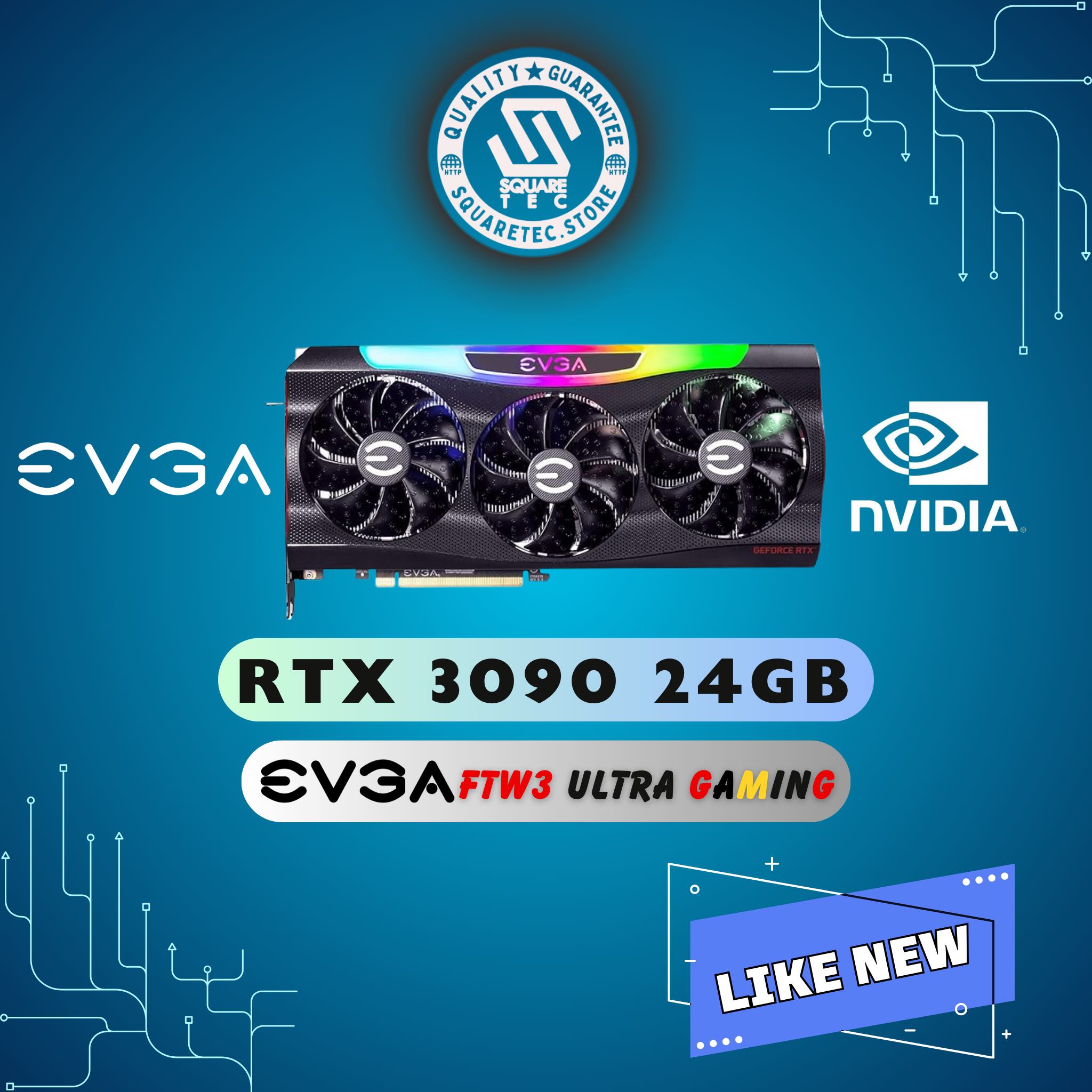 RTX 3090 EVGA FTW3 ULTRA GAMING 24GB GDDR6X – Square Tech